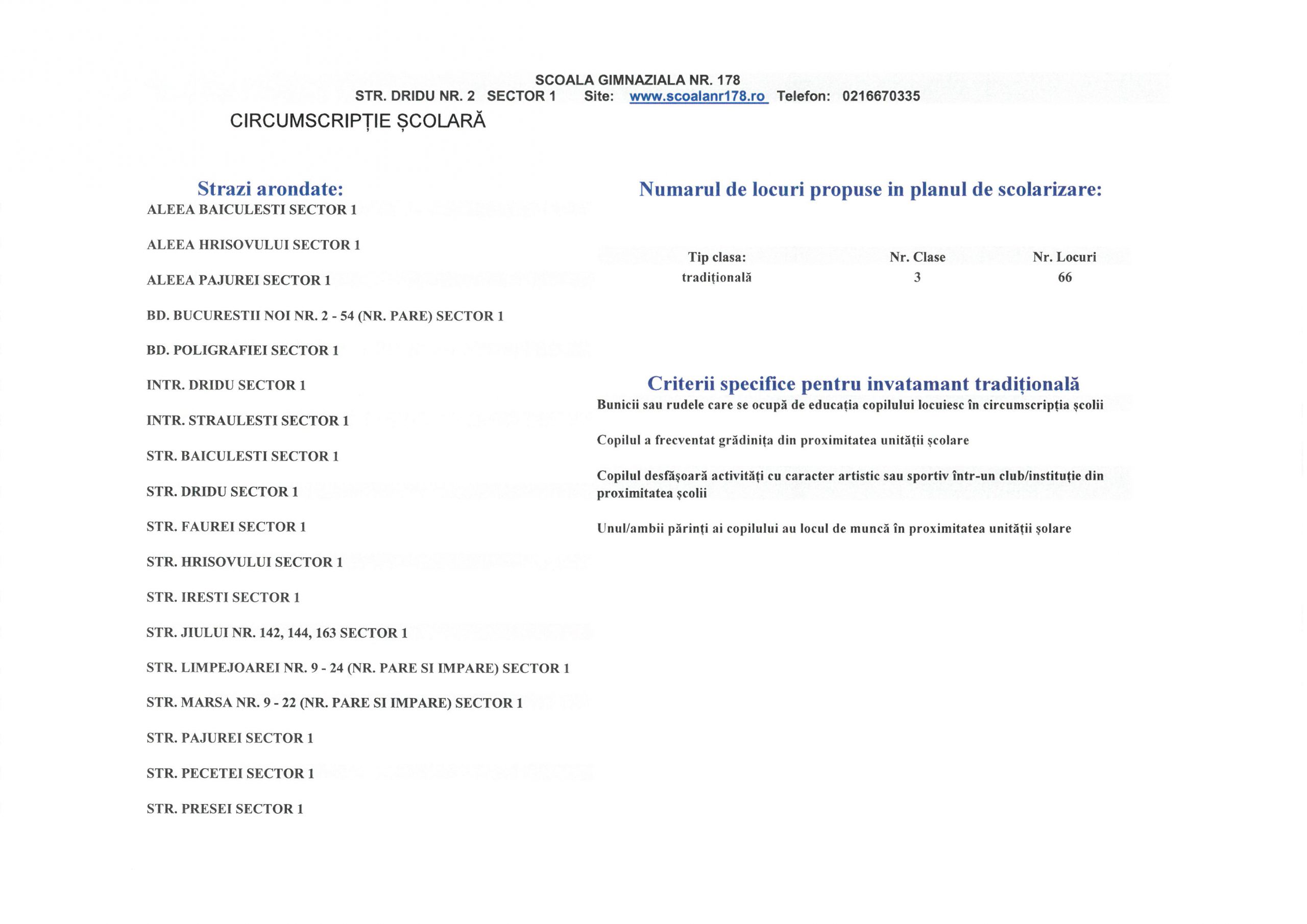 Înscriere în învățământul primar – scoalaNr178